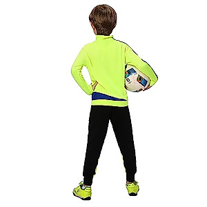 M2C Boys 2 Piece Tracksuit Quater Zip Pullover Sweatshirt and Jogger Pants Set Neon Green 7-8
