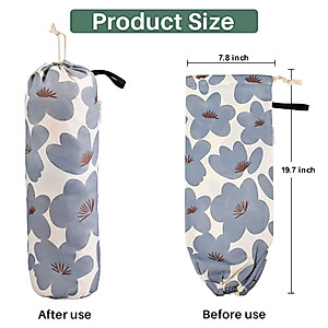 TOGETRUE Plastic Bag Holder, Lightweight Grocery Bag Holder for Plastic Bags, Wall Mount Floral Plastic Bag Storage Organizer, Reusable Shopping Bag Holder Dispenser for Kitchen Pantry (Light Grey)