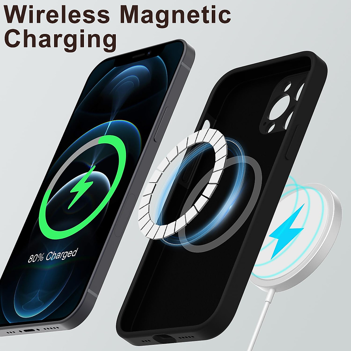 DEENAKIN for iPhone 13 Pro Max Case Silicone with Screen Protector - [Compatible with MagSafe] - Camera Cover - Slim Fit Protective Magnetic Phone Case 6.7" for Men Women Girls - Black