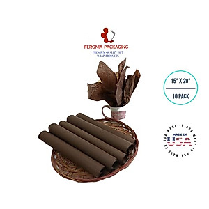 Chocolate Tissue Paper Squares, Bulk 10 Sheets, Premium Gift Wrap and Art Supplies for Birthdays, Holidays, or Presents by Feronia packaging, Large 15 Inch x 20 Inch Made in USA