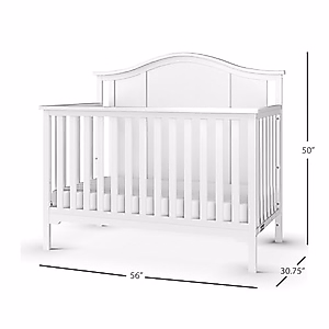 Child Craft Cottage Arch Top 4-in-1 Convertible Crib, Baby Crib Converts to Day Bed, Toddler Bed and Full Size Bed, 3 Adjustable Mattress Positions, Non-Toxic, Baby Safe Finish (Matte White)
