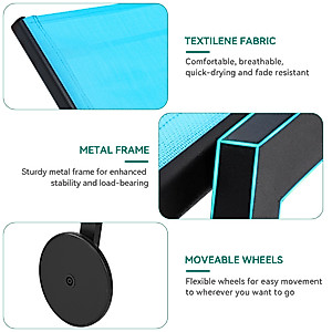 YITAHOME Outdoor Chaise Lounge Chairs Set with Side Table, 3 Pieces Adjustable Backrest Poolside Loungers with Aluminum Frame/Textilene Fabric/Wheels for Pool Beach Patio Lawn Porch (Blue)