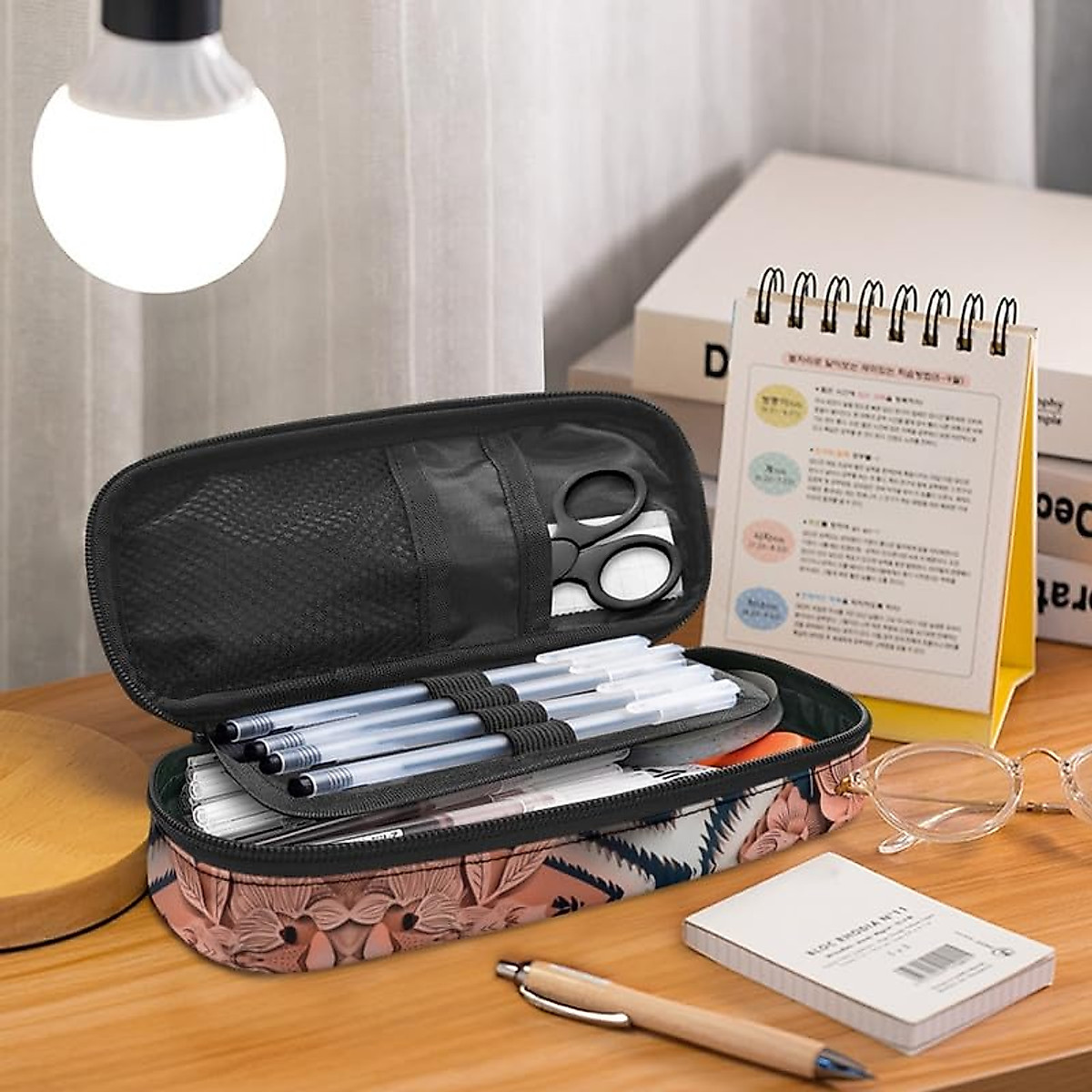 Rivatimrio Paper Sculpture Tiger Pen Bag Large Pencil Case Big Capacity Paper Carving Origami Style Pencil Pouch Pencil Holder with Zippers Compartments Kids Adults