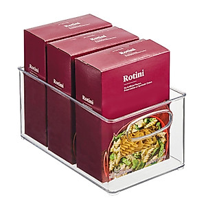 mDesign Plastic Kitchen Organizer - Storage Holder Bin with Handles for Pantry, Cupboard, Cabinet, Fridge/Freezer, Shelves, Counter - Holds Canned Food, Snacks - Ligne Collection - 6 Pack - Clear