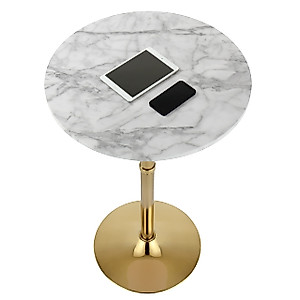 Finnhomy 24'' Round Cocktail Bar Table with Metal Base, Tall Bistro Pub Table, Counter Bar Height Table for Kitchen, Dining Room, Living Room, Easy Assembly, Gold