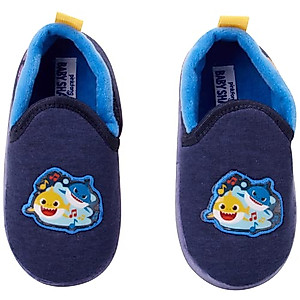 Nickelodeon Toddler Boys' and Girls’ Baby Shark Slippers - Plush Fuzzy Slippers, Non-Skid Sole (5-12 Toddler/Kid), Size 7-8 Toddler, Baby Shark Blue