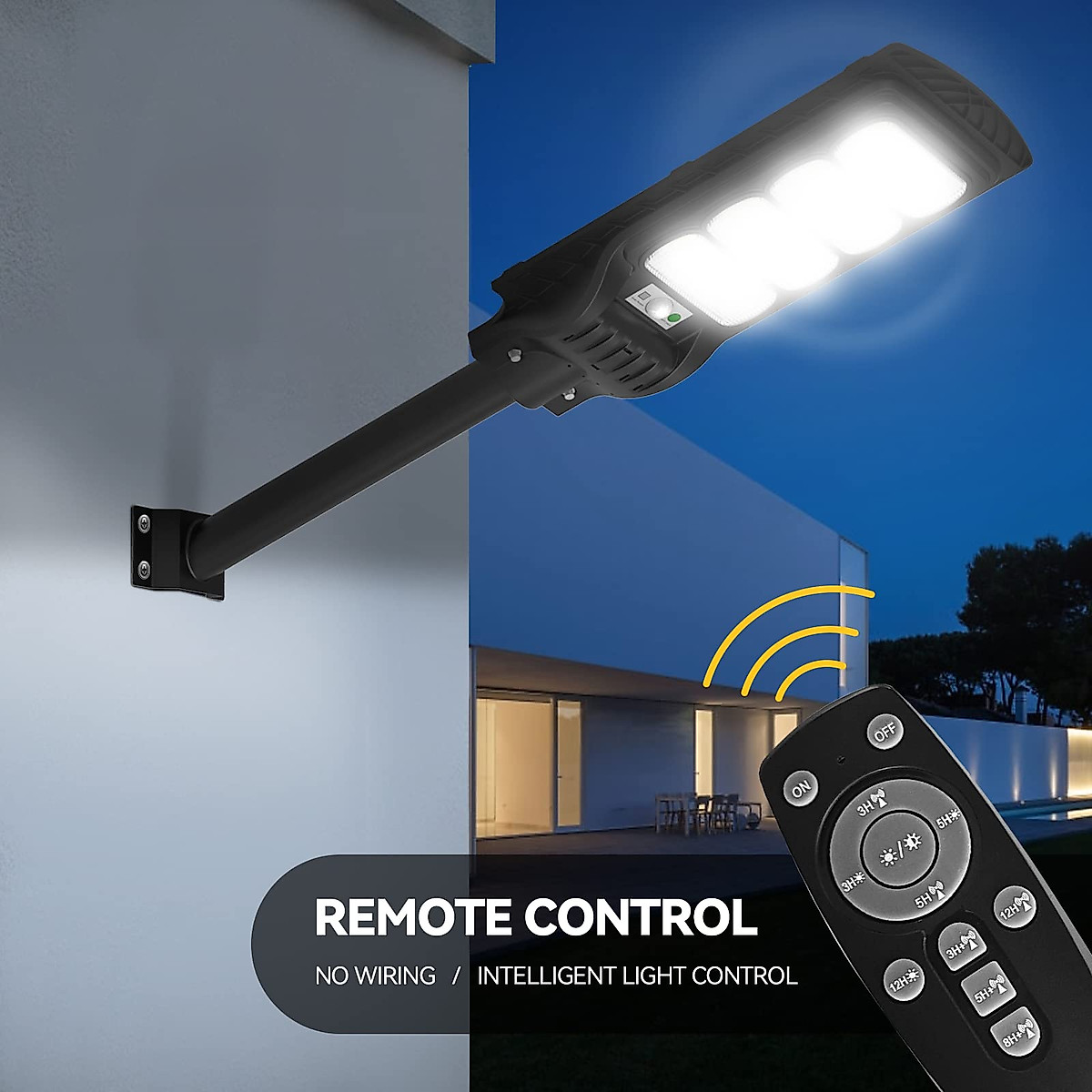 KCCCT LED Solar Street Lights 200W 6500K Waterproof with Motion Sensor Radar Dusk to Dawn Solar Flood Lights Outdoor Solar Security Wall Light for Street,Garden,Patio,Garage,Yard