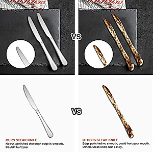 Drun 9-Piece Dinner Knives Set, Stainless Steel Silverware Set, Mirror Polished Kitchen Utensil Use for Home, Kitchen or Restaurant, Flatware Cutlery Dishwasher Safe (Silver 9 Inch)