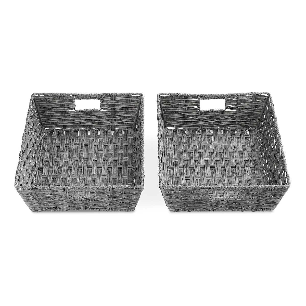 Whitmor Split Rattique Shelf Tote, Set of 2, Smokey
