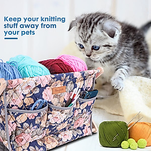 Hanfetch Yarn Caddy Large Size Yarn Storage Organizer for Yarn Skeins-Organizer for Crochet Hooks Knitting Needles Other Accessories (Peony Easy Assembly)