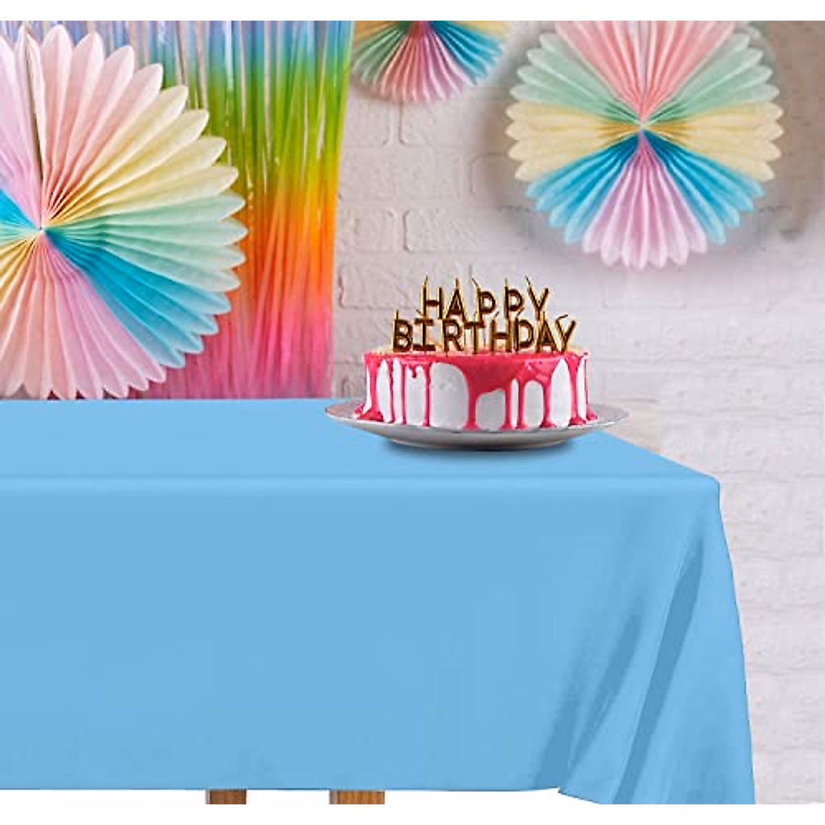 DecorRack 6 Pack Rectangular Tablecloths -BPA- Free Plastic, 54 x 108 inch, Dining Table Cover Cloth, Light Blue (6 Pack)