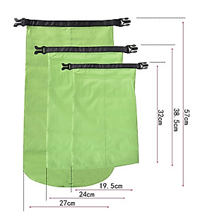 3pcs Waterproof Dry Bag Storage Pouch Bag Outdoor Beach Sack for Travel Rafting Drifting Swimming Snorkeling (Green(3L+ 7.5L+ 22L))