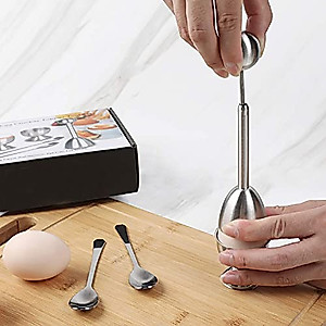 Xicennego Egg Cracker Topper Set of 5 - Includes 2 Egg Cups, 2 Spoons and 1 Cutter - Stainless Steel Easy Egg Opener