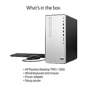 HP Pavilion Desktop, 10th Gen Intel Core i3-10100 Processor, 8 GB RAM, 512 GB SSD, Windows 11 (TP01-1030, Silver)