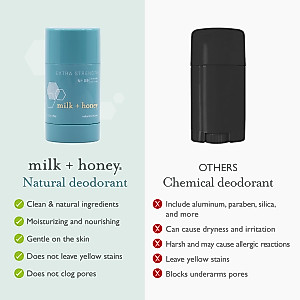 milk + honey Extra Strength Deodorant No. 09, Aluminum Free Deodorant for Women and Men, Natural Deodorant Gentle on the Skin, Lavender and Tea Tree scent