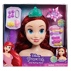 Disney Princess Ariel Styling Head, 14-pieces, Pretend Play, Kids Toys for Ages 3 Up by Just Play
