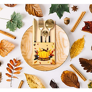 Thanksgiving Silverware Cutlery Holders - Turkey Fall Party Dinner Table Decorations Supplies 24Ct