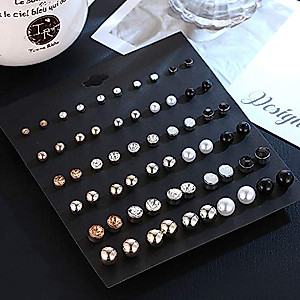 62 Pairs Stud Earrings Set Hypoallergenic Earring Sets Circle Ball Faux Pearl Earring Set Jewelry Gift for Women (#1)