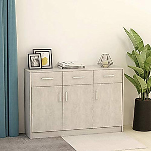 loibinfen Storage Sideboard Cabinet Dining Buffet Server Cabinet Kitchen Cupboard Modern Console Sofa Table with 3 Drawers and 3 Doors for Living Room,43.3"x11.8"x29.5" Concrete Grey -AA