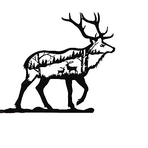 Metal Deer Garden Tree Stakes, 12 Inches Moose Elk Tree Stake, Metal Deer Decor, Outdoor Deer Silhouette Signs Art Stakes for Garden Yard,Tree, Lawn Patio