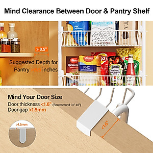 Over the Door Pantry Organizer, W17.5inch Wider Metal Over the Door Organizer, 6-Tier Pantry Door Organizer Spice Rack for Easy Install, 60 LBS Load Over the Door Storage, L17.5W6.7H53.7inch, White