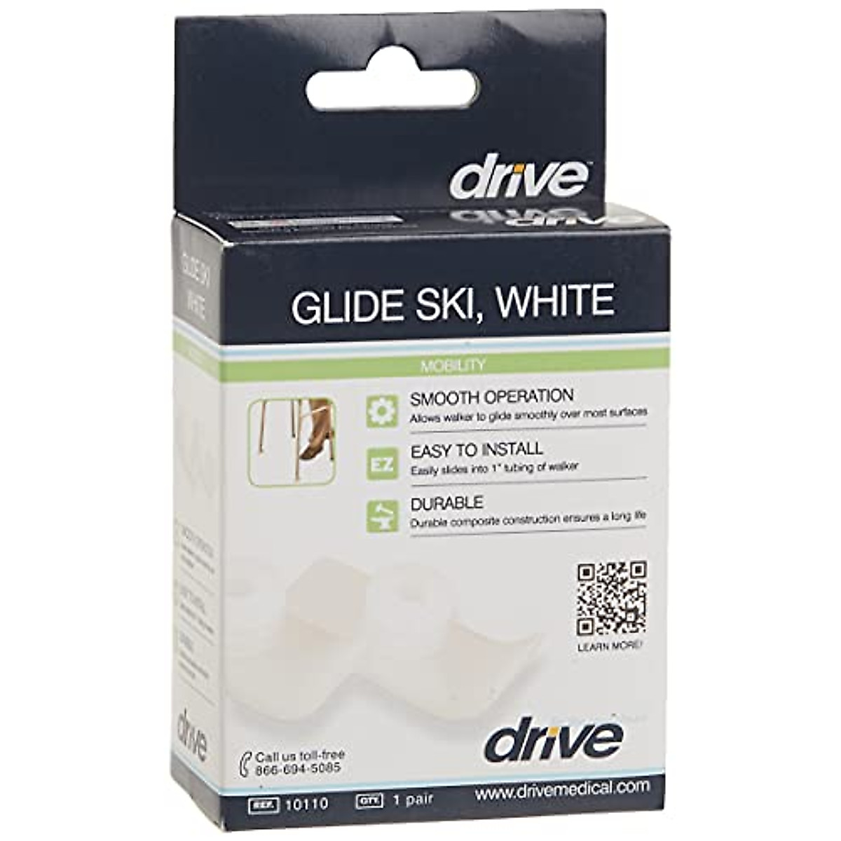 Drive Medical 10110 Walker Wheel Ski Glides, White