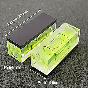 ZUJHPYMI 6Pcs Magnetic Small Bubble Level 10x10x29mm Mini Square Bubble Spirit Levels Leveling Tools