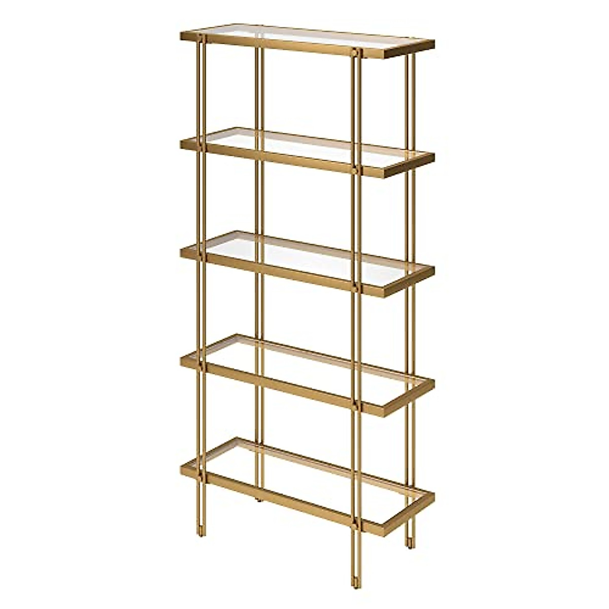Henn&Hart 68" Tall Rectangular Bookcase in Brass, for Home Office, Living Room