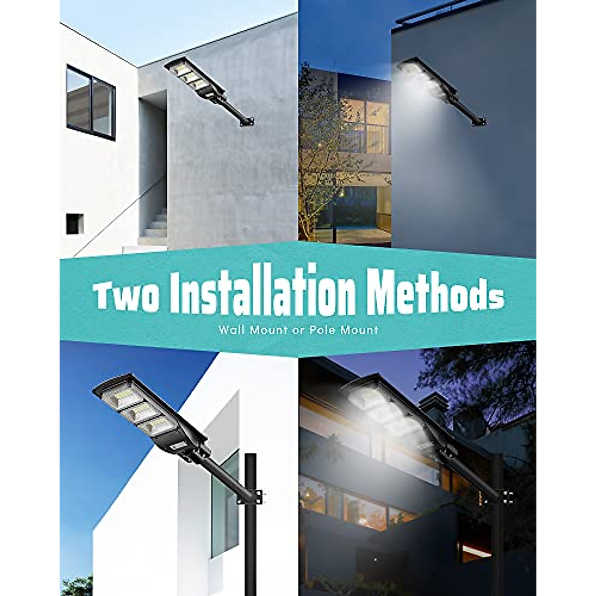 Lovus 2000W Solar LED Street Light, 60000LM Solar Security Flood Light Outdoor with Motion Sensor and Dusk to Dawn for Parking Lot, IP65 Waterproof, Wall or Pole Mount