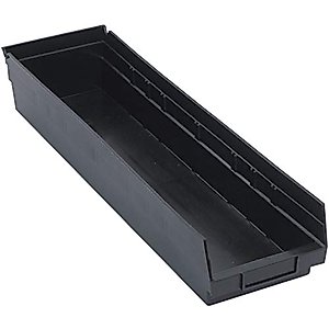 QUANTUM STORAGE SYSTEMS K-QSB106BK-6 6-Pack Plastic Shelf Bin Storage Containers, 23-5/8 inch x 6-5/8 inch x 4 inch, Black