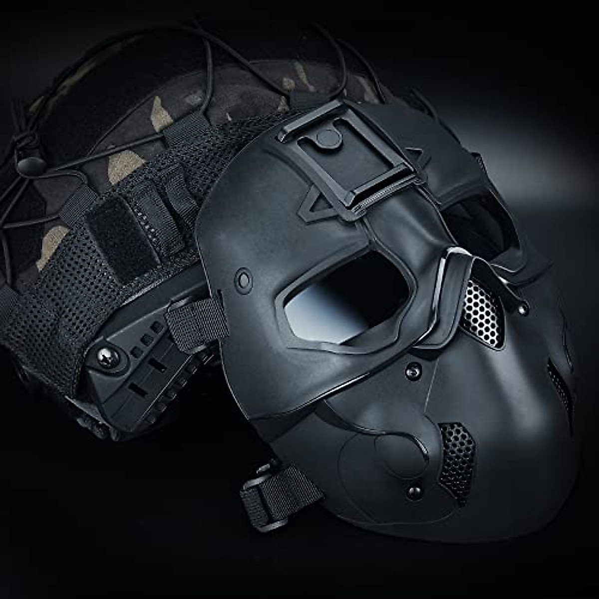 Guayma Airsoft Paintball Mask Tactical Full Face Cyberpunk Mask with Balaclava Headgear for CS Halloween Cosplay Costume Movie Props,Camo