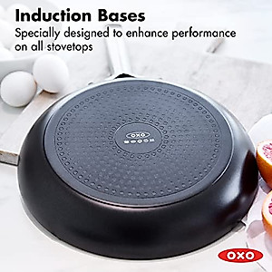 OXO Agility Series 8" Frying Pan Skillet, PFAS-Free Nonstick Lightweight Aluminum, Induction Base, Quick Even Heating, Stainless Steel Handles, Chip-Free Rims, Dishwasher & Oven Safe, Black