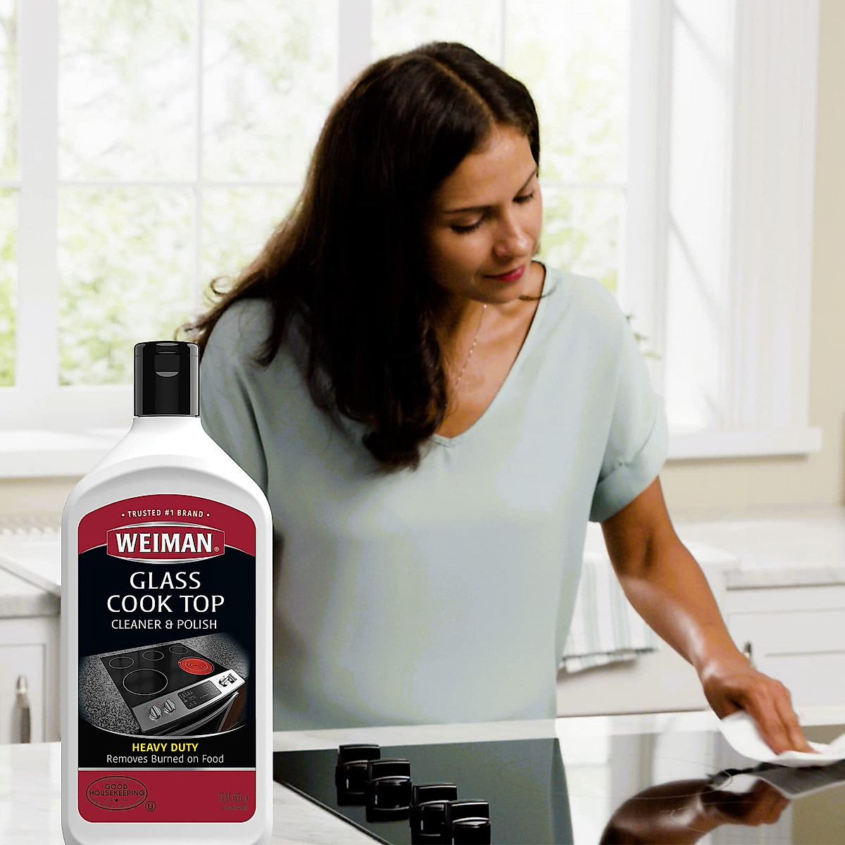 Weiman Non-Abrasive, No Scratch Induction Glass Ceramic Stove Cooktop Heavy Duty Cleaner and Polish, 20 Ounce