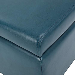 Christopher Knight Home Breanna Leather Storage Ottoman, Teal