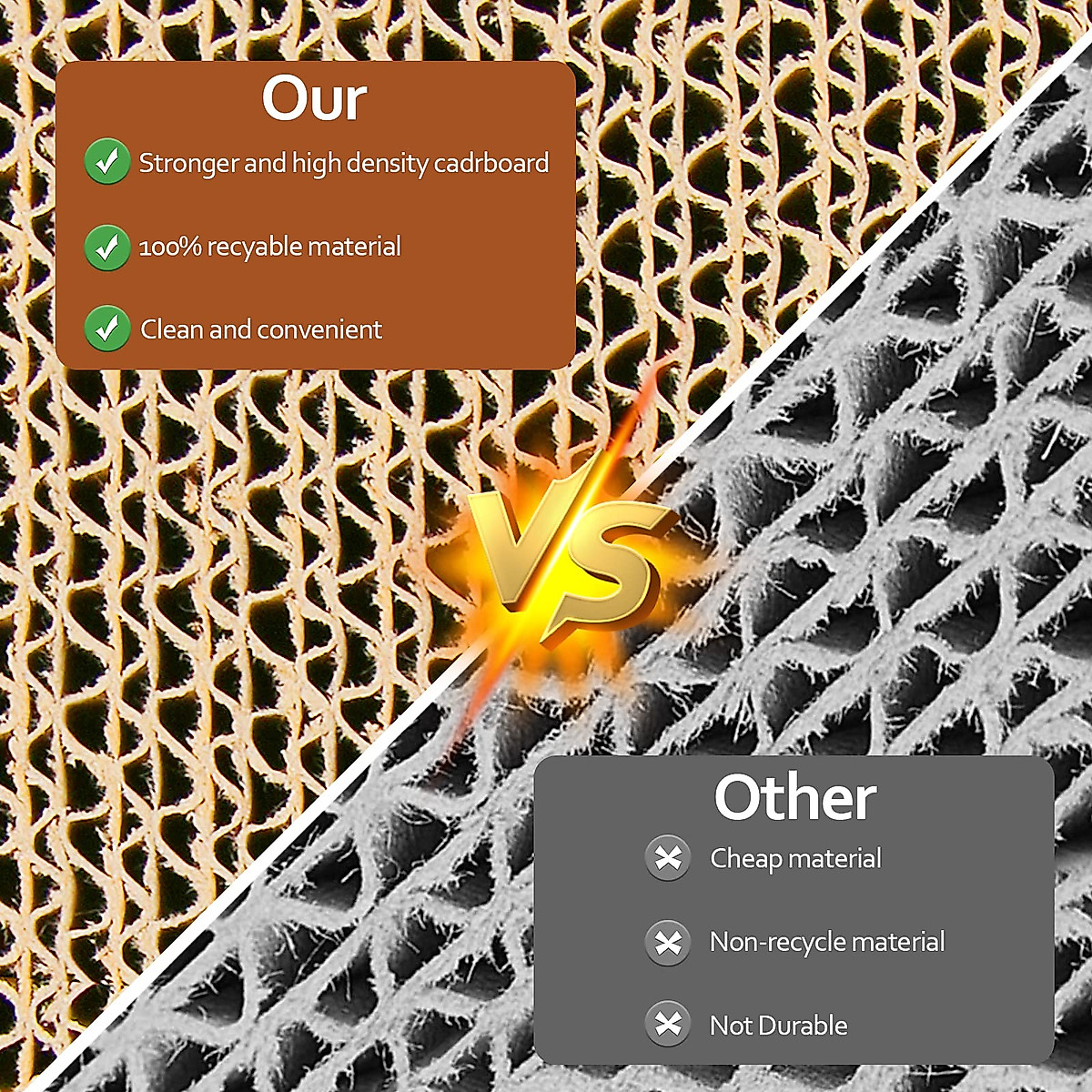 HappyFreeSX Splicing Cat Scratch Pad: Cat Scratchers for Indoor Cats and Kitten, 2 Pack Cat Scratching Pad, Cat Scratcher Cardboard, Cat Scratching Pad, Premium Scratch from Cats, Double-Sided Design