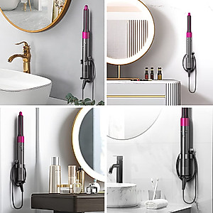 JLNJLE Wall Mount Holder Compatible with Dyson Airwrap/Shark FlexStyle, Curling Wand Organizer Heat Resistant, Hair Styling Tool Storage No Drilling for Flat Irons, Hair Straighteners Within 1.8inch