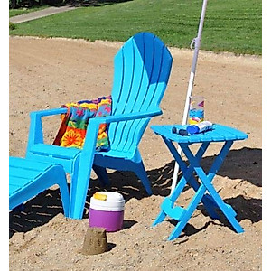 Quik Fold Patio Side Table, Resin, White