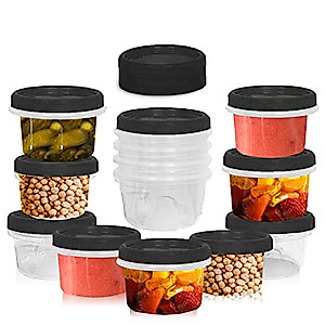 [Black - 12 Pk] Airtight Deli Containers with Lids Twist Lock Top Clear Food Storage for Meal Prep Snacks and Leftovers Freezer and Microwave Safe Stackable Leak-Resistant and 12 Pc. Set (16 Ounce)