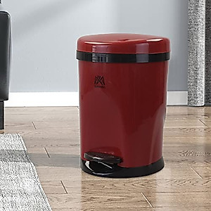 Anbers Pedal Step Garbage Can with Lid, 6 L Plastic Trash Can, Red