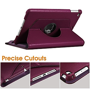 Fintie Rotating Case for iPad Mini 5th Generation 2019 / iPad Mini 4 (7.9 Inch) - 360 Degree Rotating Smart Stand Protective Back Cover, Auto Sleep/Wake Feature, Purple