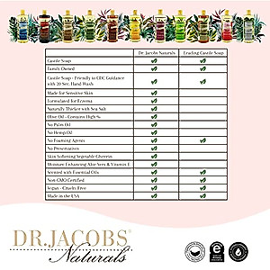 Dr Jacobs Naturals 32 Oz. 2 Pack Pure Castile Liquid Soap - No Palm Oil, GMO Free - Multi-Purpose for Face, Hair, Laundry and Dishes - Hypoallergenic and Dermatologist Approved (Rose & Charcoal)