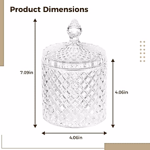 Varku 2PCS 23oz Glass Apothecary Jars Set, Qtip Holder with Lid, Crystal Vanity Organizers, Makeup Storage Containers, Decorative Canisters for Home Kitchen Bathroom