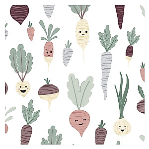 BapronBaby Root Veggies Bapron - No Neck Tie Safer Bib for Baby & Toddler - Soft Waterproof Stain Resistant - Machine Washable - Sz Baby/Toddler 6m-3T