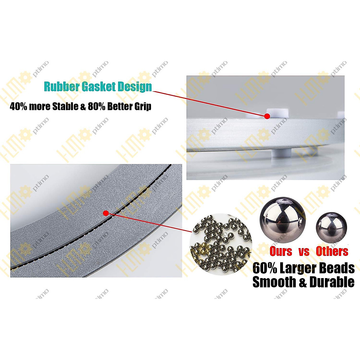 HLMOptimo Lazy Susan Bearing 14 inch Aluminum Turntable Ball Bearing, Heavy Duty Turner Bearing Silent Turntable Bearing Swivel Turntable Bearing 8/10/12/14 inch (14 inch)