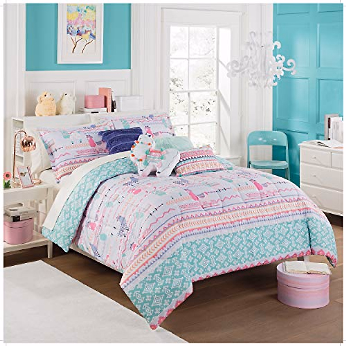 Waverly La La Llama Modern Geometric Rectangular Decorative Throw Pillow, 14" x 20", White