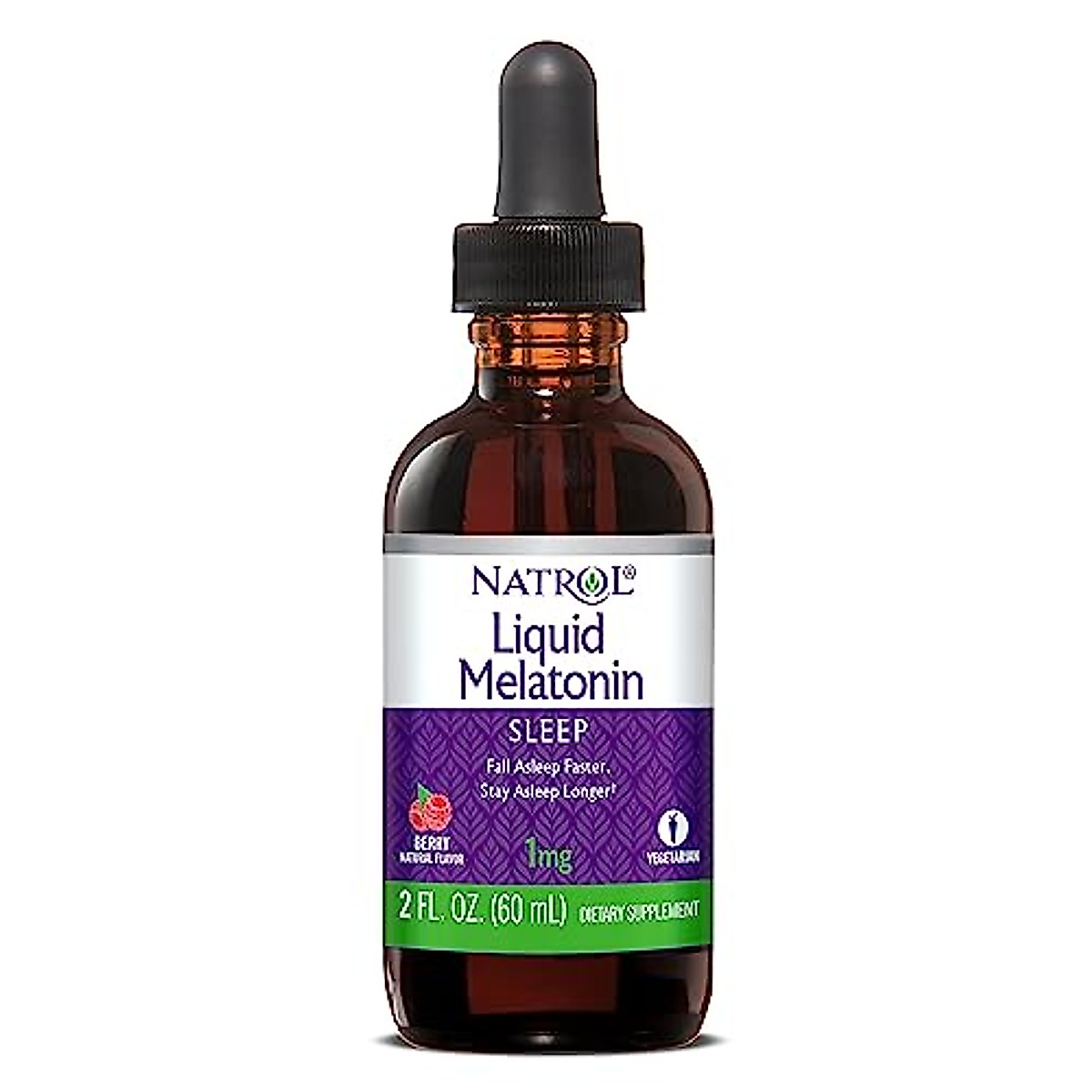 Natrol Liquid Melatonin 1mg, Berry-Flavored Dietary Supplement for Restful Sleep, 2 Fl Oz, 15 Servings