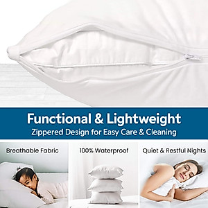 Guardmax Premium Pillow Protector with Zipper Body Size - Waterproof and Bed Bug Proof Pillow Covers - Pillowcases Protect Against Allergens, Dust Mites, Bed Bugs, and Liquid Spills