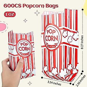 Essenya 602 PCS Popcorn Bags with Popcorn Scoop and Salt Shaker,1 oz Small Pop Corn Bags Popcorn Bags Individual Servings for Popcorn Machine Supplies Party Movie Night Theater