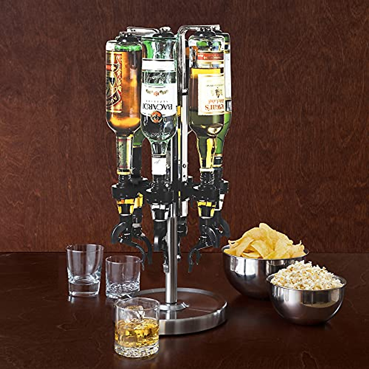 OGGI Professional 6-Bottle Revolving Liquor Dispenser, Stainless Steel