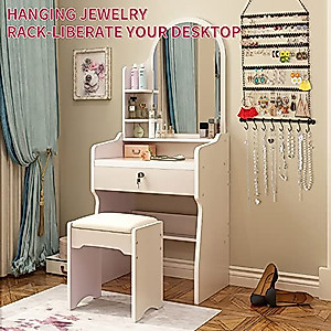 WHZFNB Wall Earring Organizer, Hanging Jewelry Organizer Earring Holder Stand with 20 Backs and 8 hooks for Hanging Earring, Necklace, Bracelet (Black)